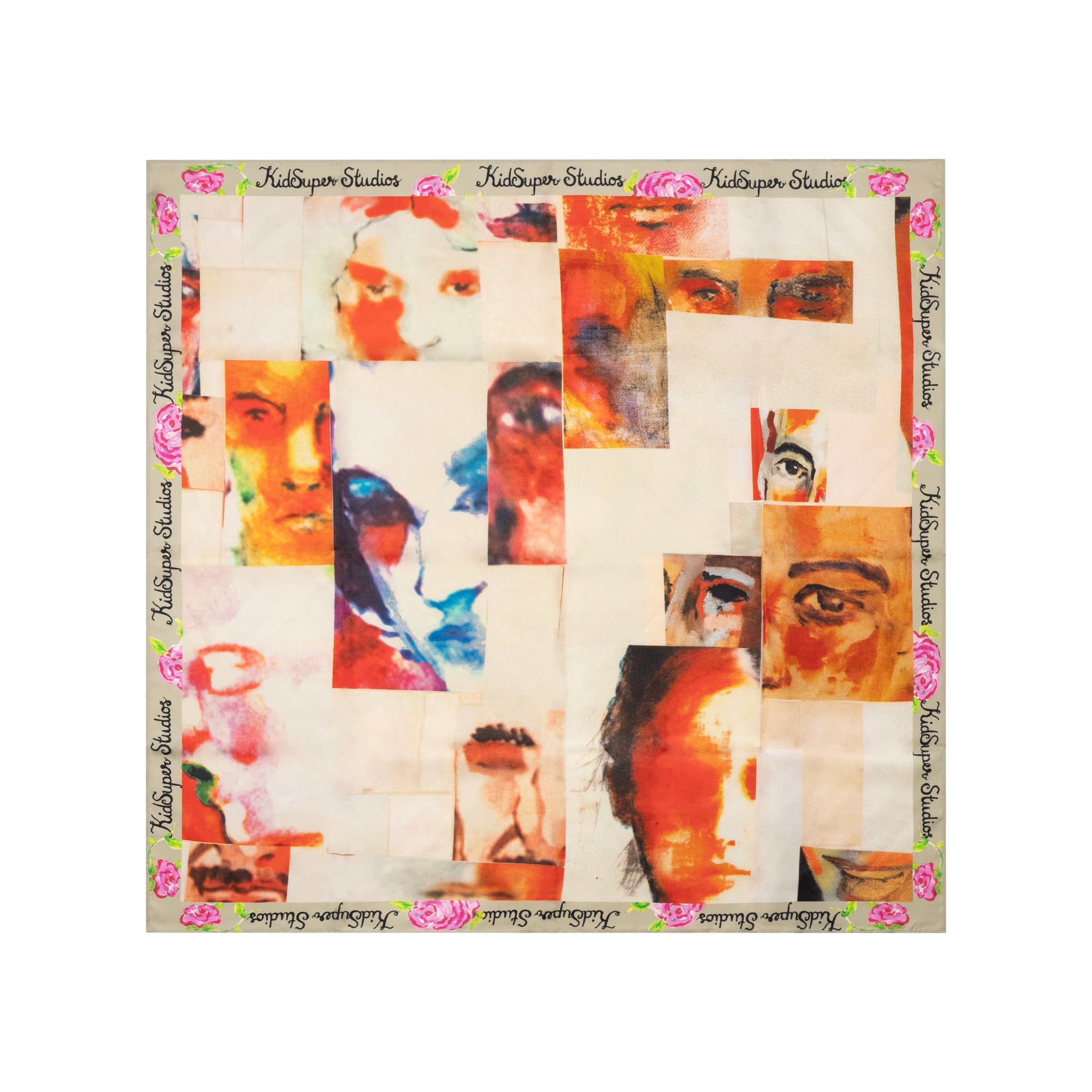 Collage Faces Silk Scarf [Multi] - KidSuper