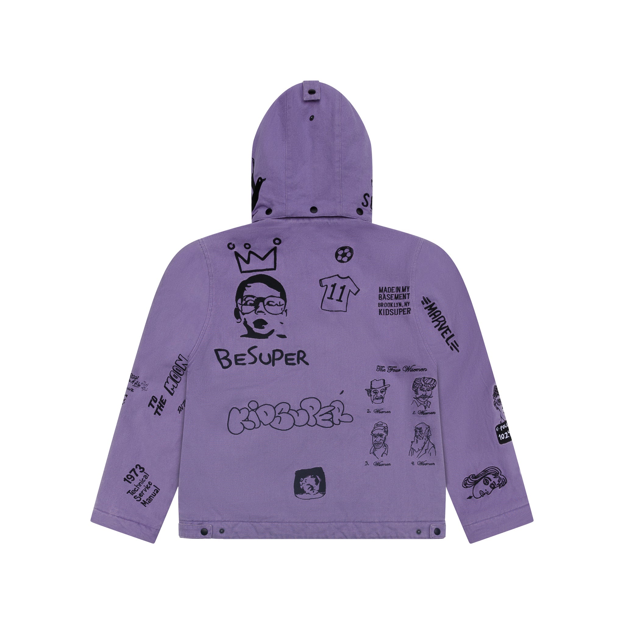 Embroidered Canvas Pullover Jacket [Purple] - KidSuper